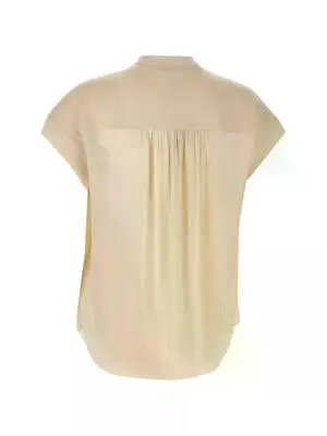 Vince Button-placket Gathered Silk Blouse
