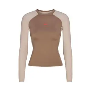 NIKESKIMS Shine Long-sleeve Crew-neck Top 'truffle/stone - Brown