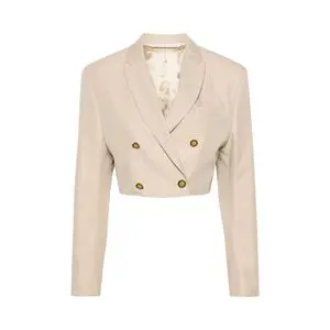Palm Angels Buttons Crop Blazer 'beige - Tan