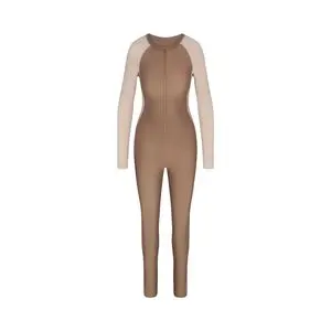 NIKESKIMS Shine Zip-front Long Bodysuit 'truffle/stone - Brown