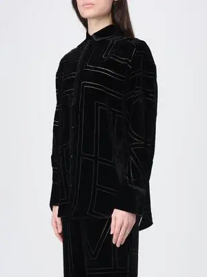 TOTEME Velvet Geometric Print Shirt - Black