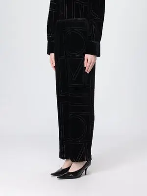 TOTEME Wide Leg Graphic Print Velvet Pants