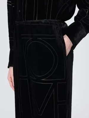 TOTEME Wide Leg Graphic Print Velvet Pants