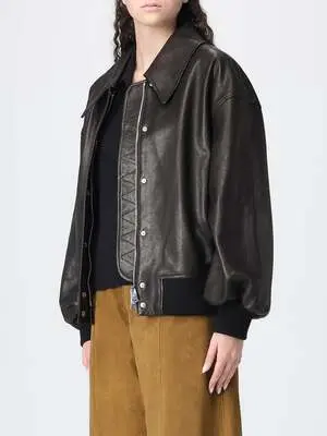 Khaite Leather Bomber Jacket - Black