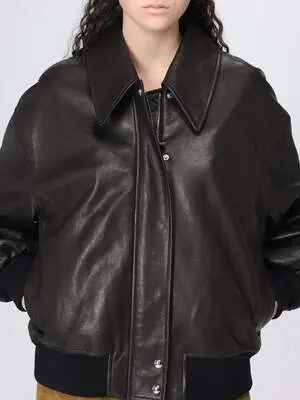 Khaite Leather Bomber Jacket - Black