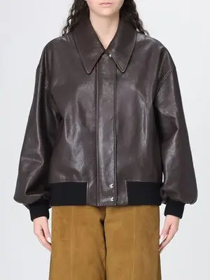 Khaite Leather Bomber Jacket - Brown