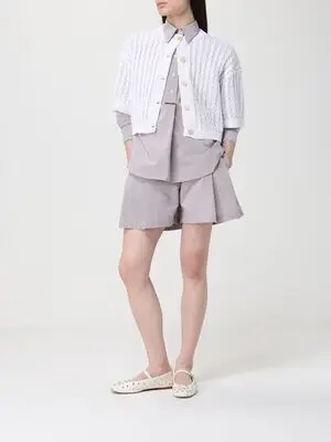 Brunello Cucinelli Striped Cotton Blend Pleated Shorts - Multicolor