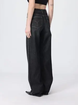 Versace Embellished Straight Leg Jeans - Black