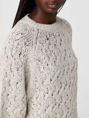 Brunello Cucinelli Silk Blend Knit Top With Embroidered Sequins - Beige