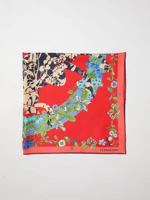 FERRAGAMO Pegasus Print Silk Foulard - Red