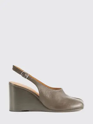 MAISON MARGIELA Leather Slingback Wedge Pumps - Brown
