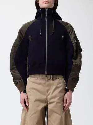 Sacai Cotton And Nylon Hoodie - Kaki