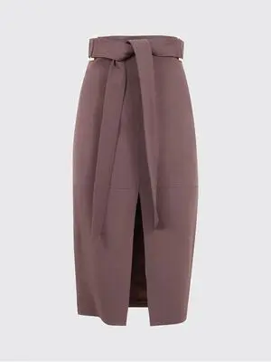 Elisabetta Franchi Midi Pencil Skirt With Belt - Brown
