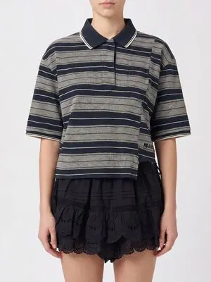 Isabel Marant Étoile Striped Cropped Polo Shirt - Black