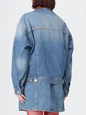 Versace Denim Jacket With Embroidered Logo And Velvet Collar
