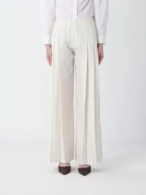 SEMICOUTURE Semicouture Adelina Pleated Pinstripe Viscose Wide-Leg Trousers Black
