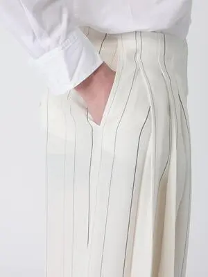 SEMICOUTURE Adelina Pleated Pinstripe Viscose Wide-leg Trousers - Black