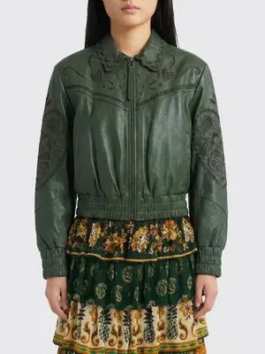 Farm Rio Leather Jacket - Green