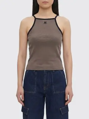 COURREGES Courrèges Cotton Top With Logo Grey