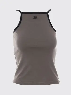 COURREGES Cotton Top With Logo - Grey