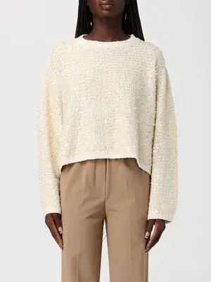 SEMICOUTURE Cotton Tweed Top With Embroidered Sequins