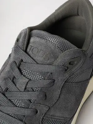TOD'S Suede And Mesh Lace-up Sneakers - Grey