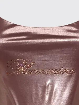 Blumarine Laminated Polyamide One-piece Swimsuit With Rhinestone Embellishment - Walnut