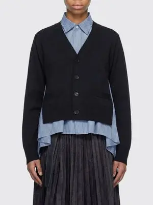 Sacai Double-layer Cotton Cardigan - Navy