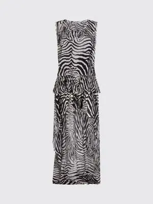 Blumarine Zebra Print Viscose Kaftan Dress - White