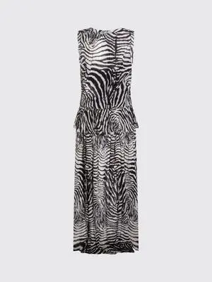 Blumarine Zebra Print Viscose Kaftan Dress - White