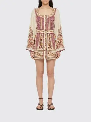 Farm Rio Viscose Mini Dress With Ethnic Pattern And Belt