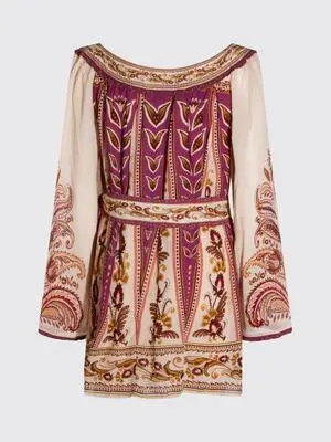 Farm Rio Viscose Mini Dress With Ethnic Pattern And Belt