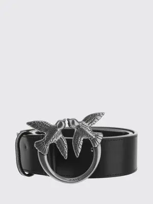 Pinko Pinko Black Leather Belt With Iconic Buckle Black 1