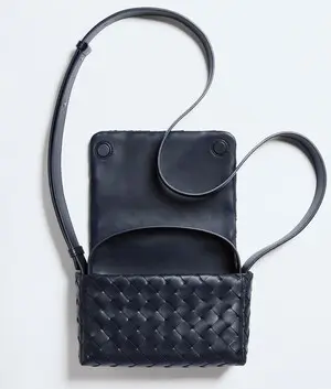 Bottega Veneta Intrecciato Mini Bag With Flap - Midnight