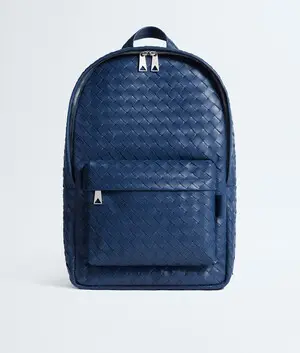 Bottega Veneta Intrecciato Leather Backpack - Blue Venezia