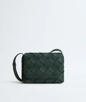 BOTTEGA  VENETA Diago Grained Intreccio Leather Cross-body Bag - Alpi Green