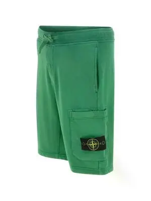Stone Island Badge Drawstring Cotton Shorts