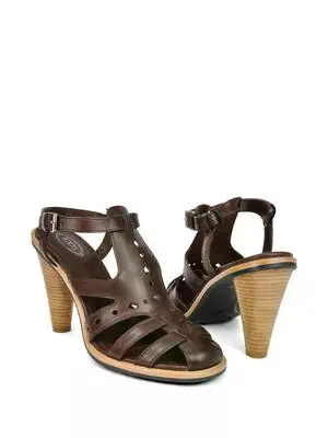 TOD'S 100m Leather Heeled Sandals - Brown