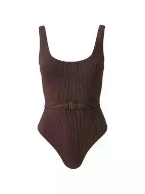 Melissa Odabash Ribbed Belt Swimsuit - Brown