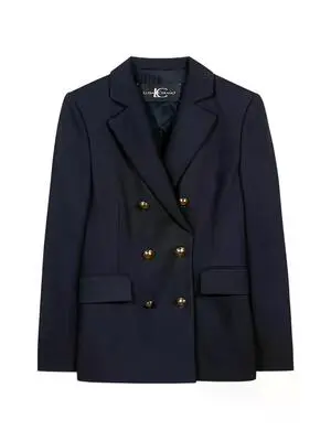 LUISA CERANO Double-breasted Gabardine Blazer - Blue