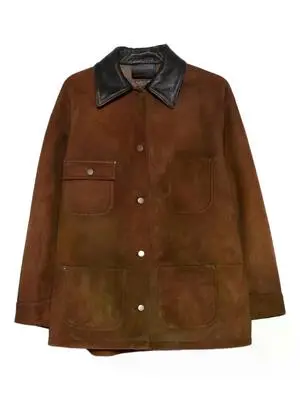 Prada Logo-detail Suede Jacket - Brown