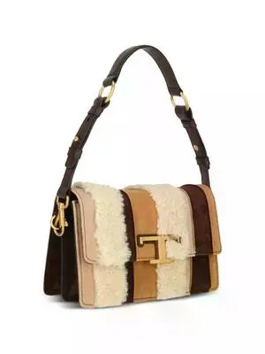 TOD'S Shearling-trim Shoulder Bag