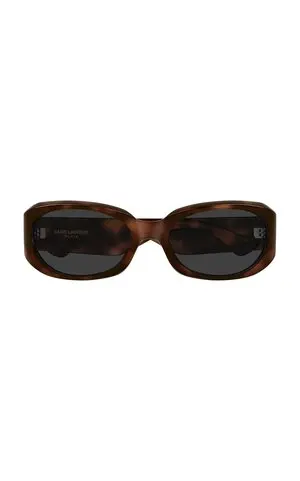 Saint Laurent Oval-frame Acetate Sunglasses - Brown