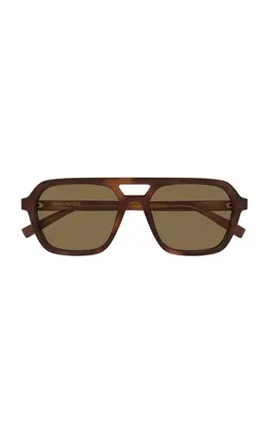 Saint Laurent Saint Laurent Aviator Acetate Sunglasses Brown
