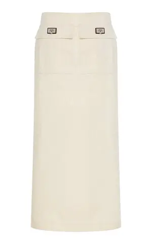 FERRAGAMO Coated Linen Maxi Skirt - White