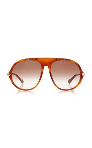 Chloé Aviator-frame Acetate Sunglasses - Brown