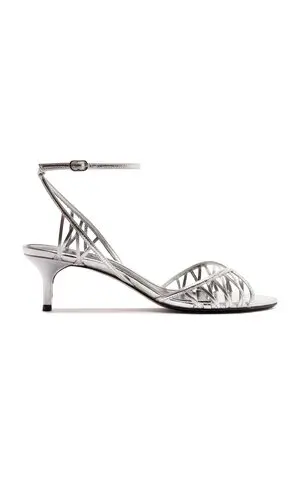 ALEXANDRE BIRMAN Solene Leather Sandals - Silver