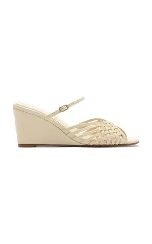 ALEXANDRE BIRMAN Lilian Leather Wedge Sandals - Ivory