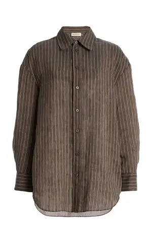 KALLMEYER Dani Pinstriped Linen-blend Shirt - Grey