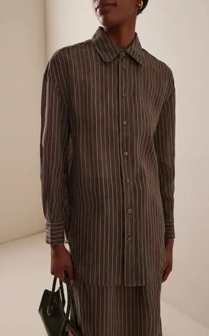 KALLMEYER Dani Pinstriped Linen-blend Shirt
